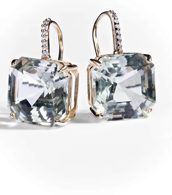 Mateo 14kt Yellow Earrings With Amethyst And Diamonds