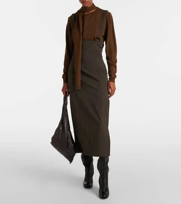 LEMAIRE Cotton-blend Midi Skirt - Black