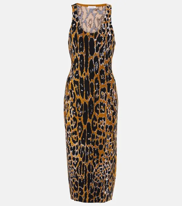 Alaïa Jacquard Midi Dress - Black