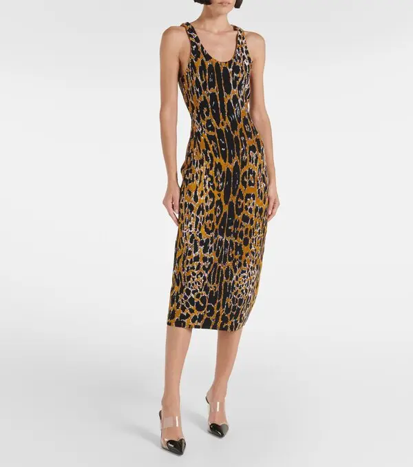 Alaïa Jacquard Midi Dress - Black