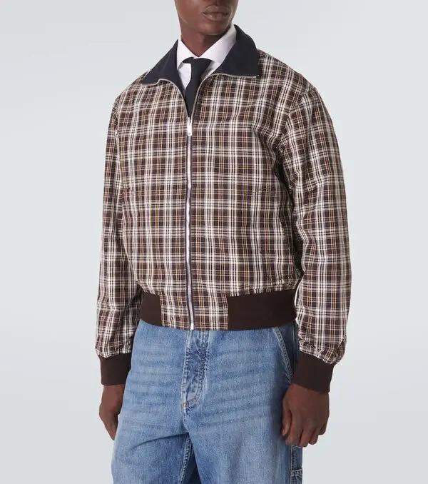 Bottega Veneta Reversible Checked Cotton Blouson - Blue | Editorialist