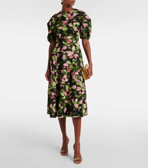 Erdem Floral Matelassé Midi Dress - Multicoloured