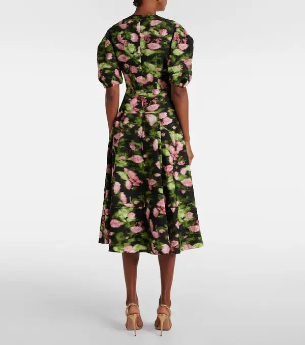 Erdem Floral Matelassé Midi Dress - Multicoloured