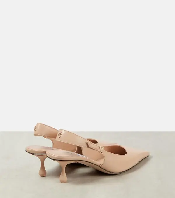 JIMMY CHOO Amel 50 Leather Slingback Pumps - Pink