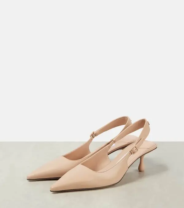 JIMMY CHOO Amel 50 Leather Slingback Pumps - Pink
