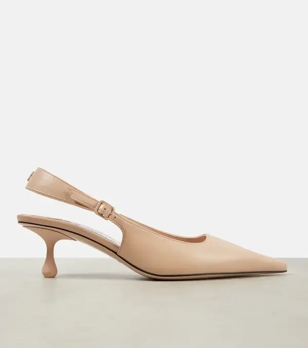 JIMMY CHOO Amel 50 Leather Slingback Pumps - Pink