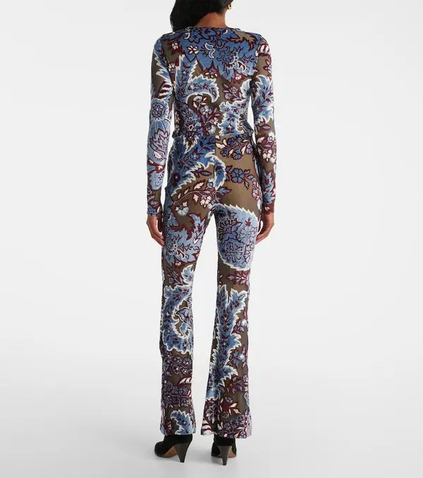 Etro Floral Velvet Jacquard Flared Pants - Multicoloured
