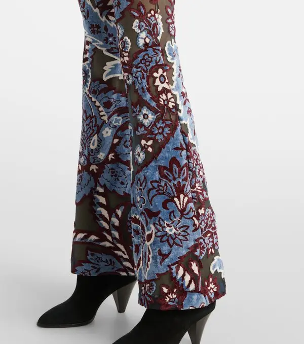 Etro Floral Velvet Jacquard Flared Pants - Multicoloured