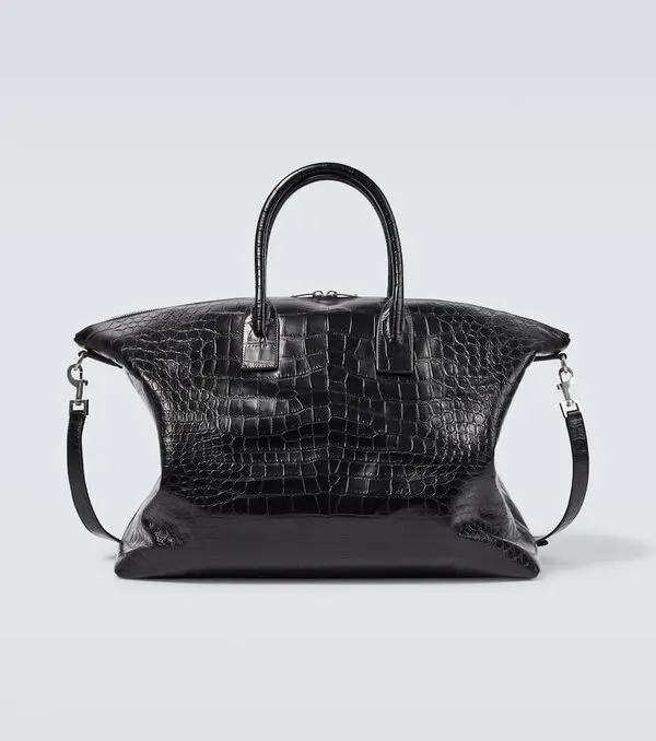 Saint Laurent Croc-effect Leather Tote Bag - Black