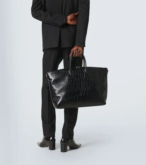 Saint Laurent Croc-effect Leather Tote Bag