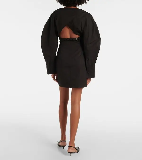 Jacquemus La Robe Chemise Casaco Cotton Mini Dress - Black