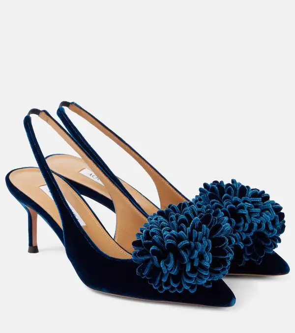 AQUAZZURA Couturier 65 Velvet Slingback Pumps - Blue