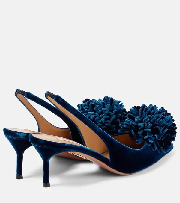 AQUAZZURA Couturier 65 Velvet Slingback Pumps - Blue