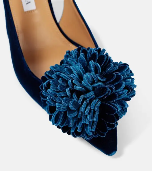 AQUAZZURA Couturier 65 Velvet Slingback Pumps - Blue