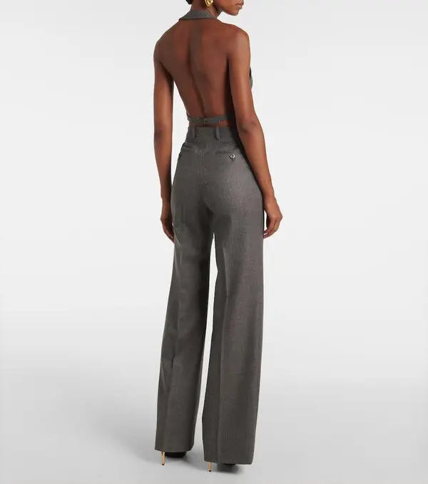 TOM FORD High-rise Bootcut Wool Trousers - Grey