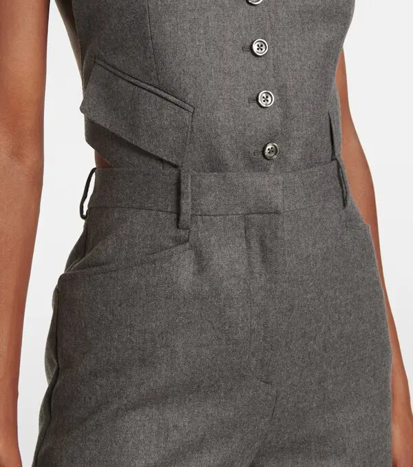 TOM FORD High-rise Bootcut Wool Trousers - Grey
