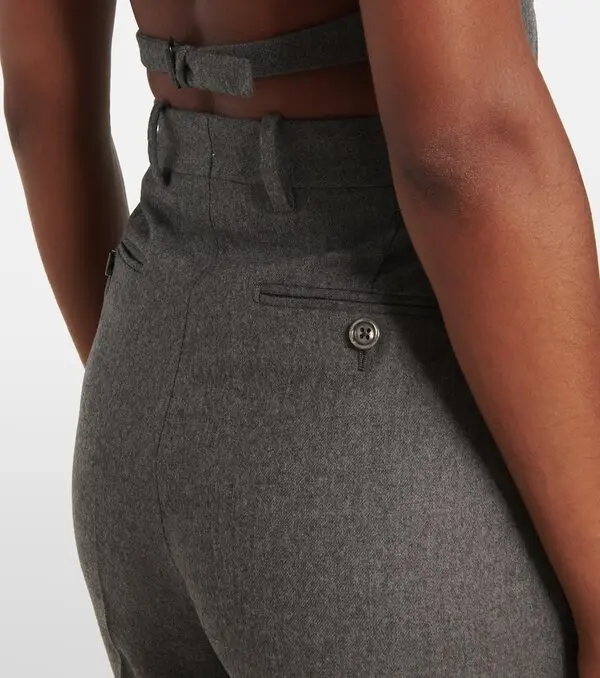 TOM FORD High-rise Bootcut Wool Trousers - Grey