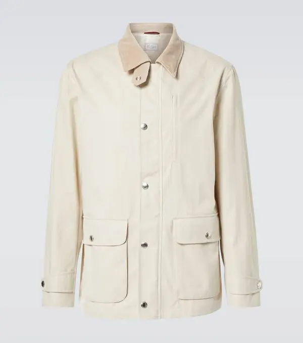 Brunello Cucinelli Corduroy-trimmed Gabardine Field Jacket