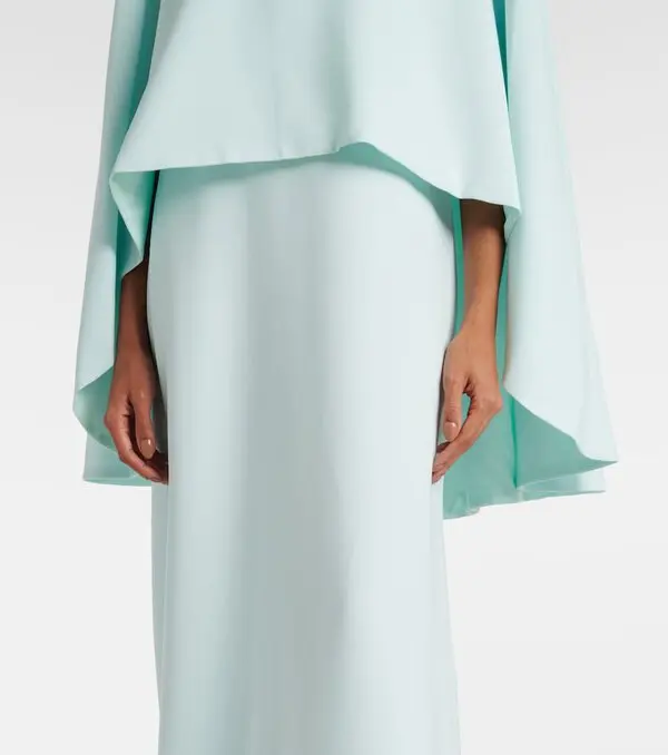 Costarellos Embellished Cape Effect Crêpe Gown - Blue