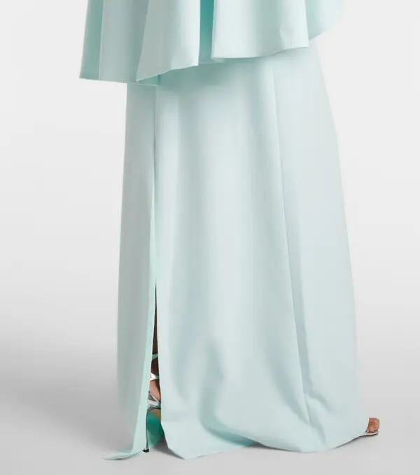 Costarellos Embellished Cape Effect Crêpe Gown - Blue