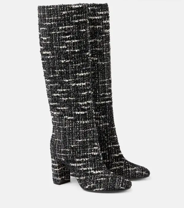 Gianvito Rossi Below-The-Knee Tweed Boots Black 30% Off