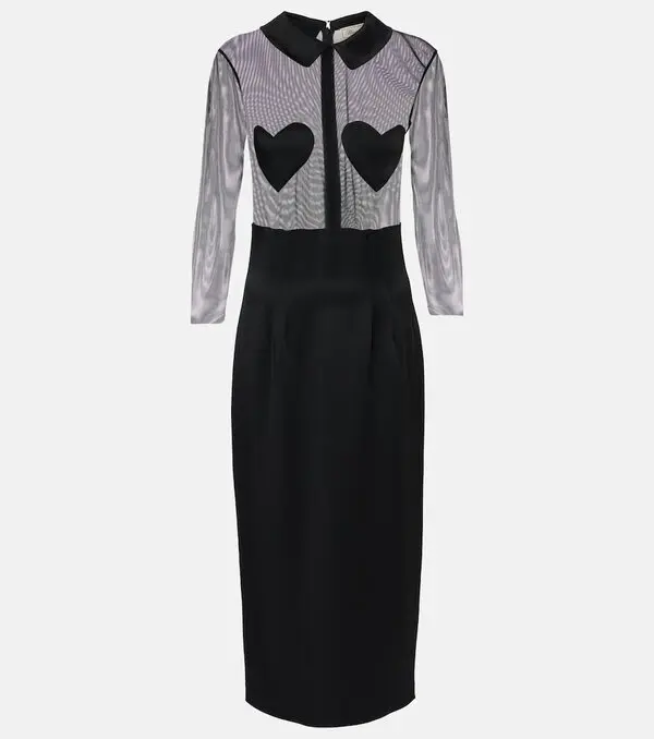 Blumarine Mesh And Satin Midi Dress
