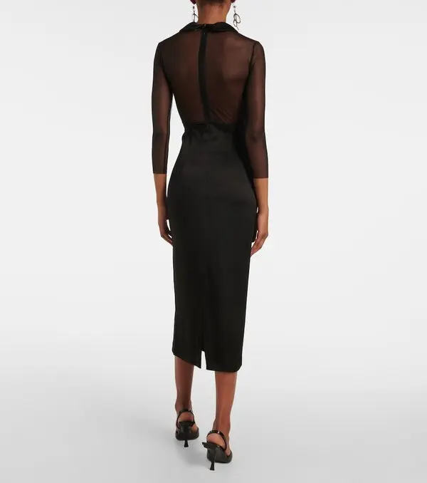Blumarine Mesh And Satin Midi Dress