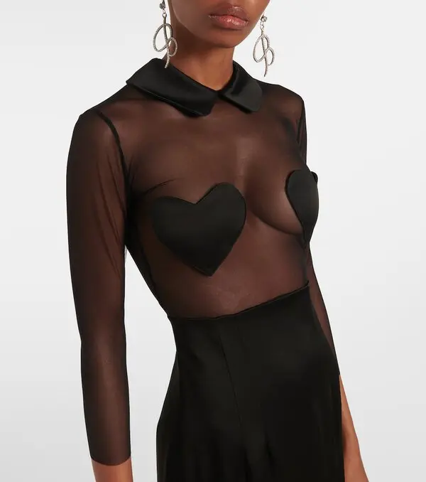 Blumarine Mesh And Satin Midi Dress