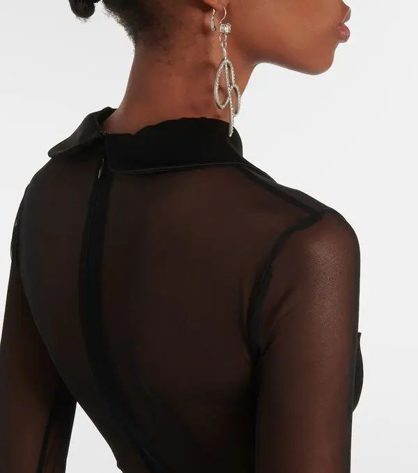 Blumarine Mesh And Satin Midi Dress