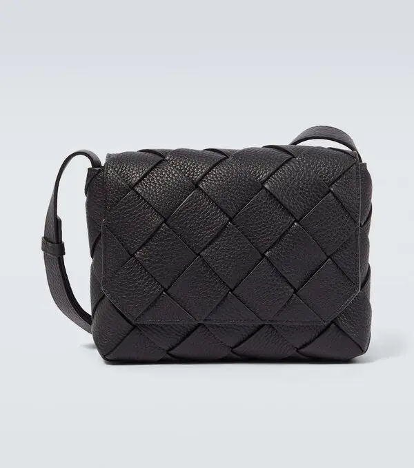 Bottega Veneta Diago Intreccio Leather Crossbody Bag - Black
