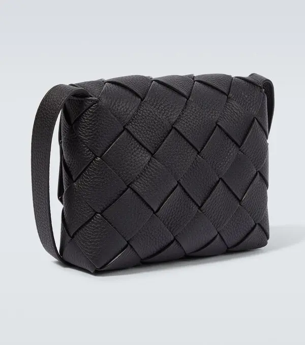 Bottega Veneta Diago Intreccio Leather Crossbody Bag - Black