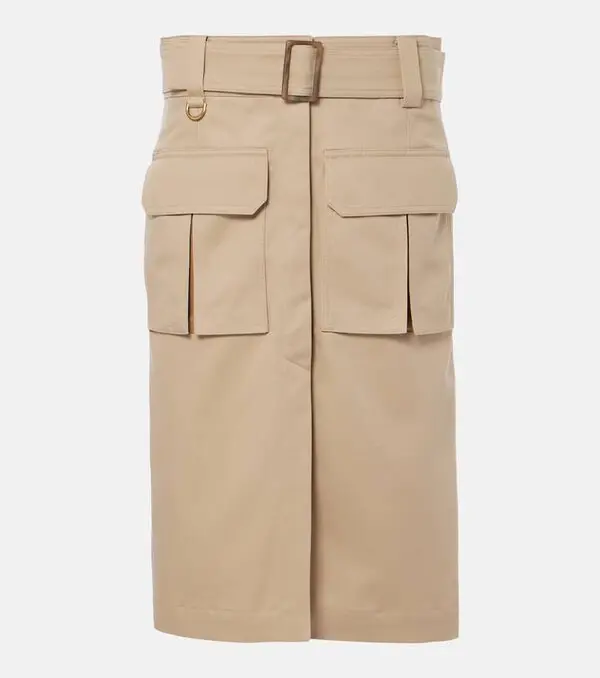 Chloé Saharienne Cotton Gabardine Cargo Skirt