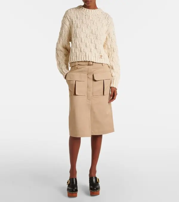 Chloé Saharienne Cotton Gabardine Cargo Skirt