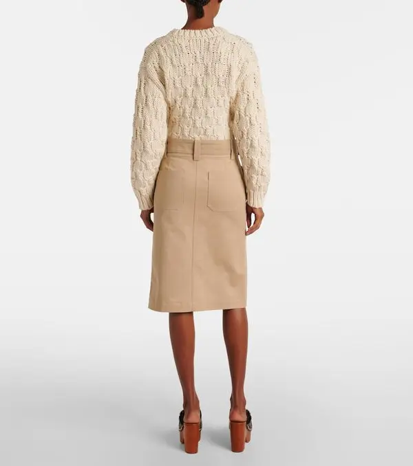 Chloé Saharienne Cotton Gabardine Cargo Skirt