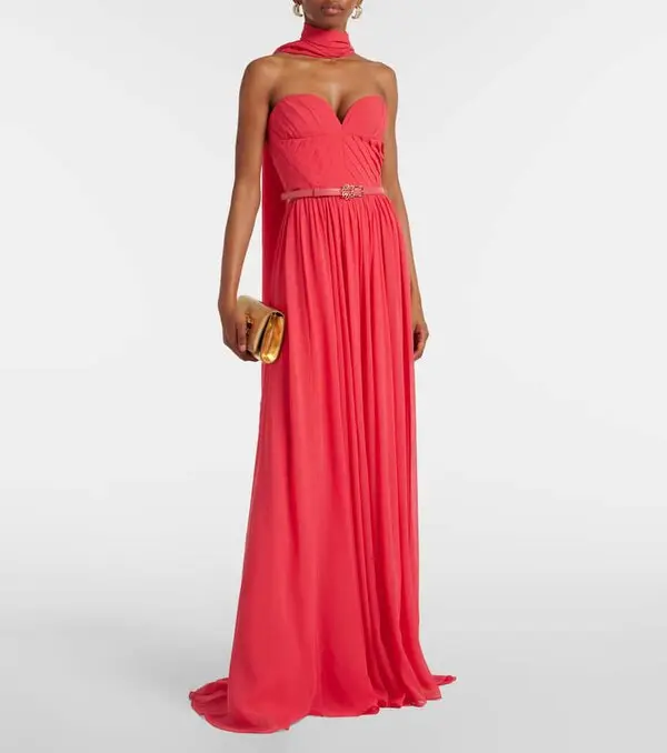 Elie Saab Scarf-detail Gown - Pink