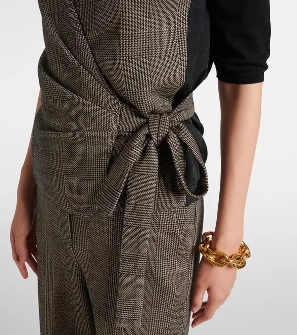 Max Mara Adige Houndstooth Wool-blend Wrap Top