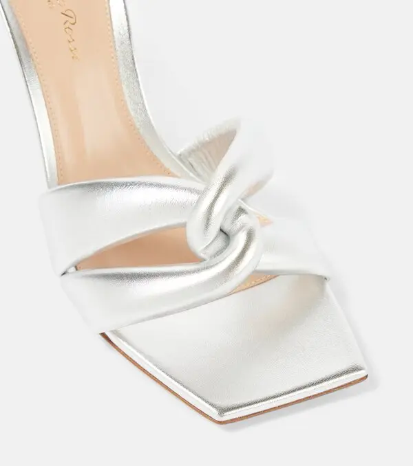 GIANVITO ROSSI Amour 90 Metallic Leather Mules - Silver