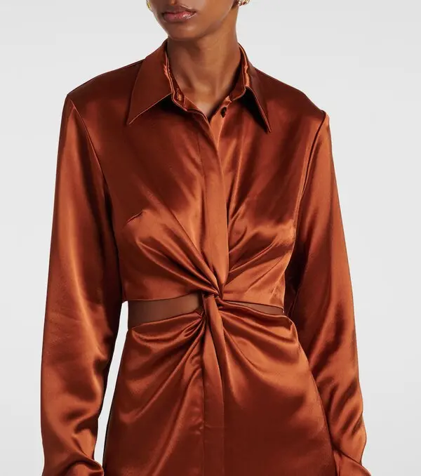 Galvan Hock Gathered Satin Midi Dress