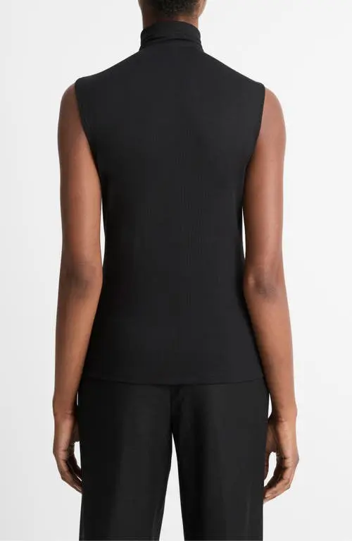 Vince Sleeveless Modal Turtleneck Top - Black