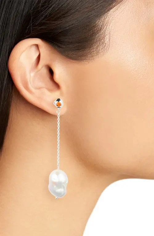 FARIS Pearl & Sapphire Mismatched Drop Earrings