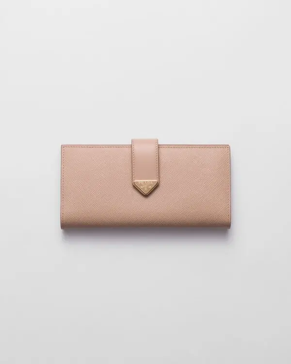 Prada Large Saffiano And Smooth Leather Wallet - Powder Pink