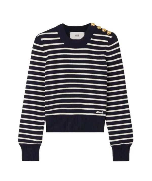 AMI Paris Striped Merino Wool-blend Sweater