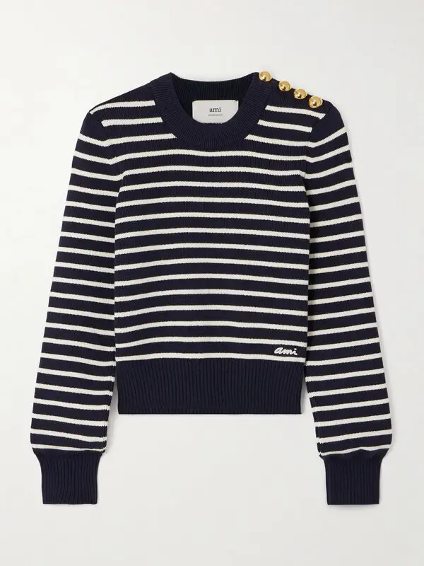 AMI Paris Striped Merino Wool-blend Sweater