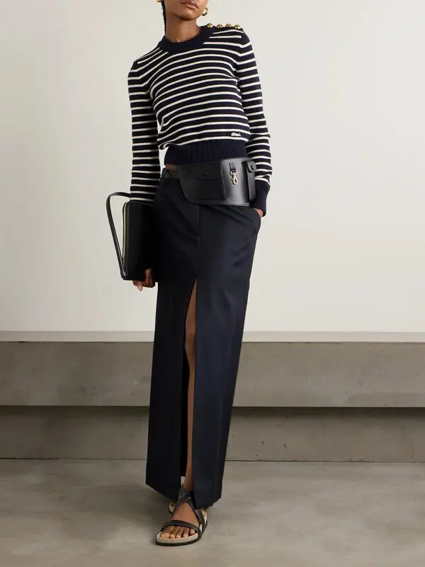 AMI Paris Striped Merino Wool-blend Sweater
