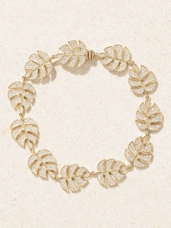 SYDNEY EVAN Monstera Leaf Diamond Bracelet - Gold