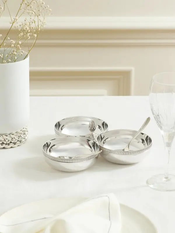 Christofle Malmaison -plated Three-bowl Server