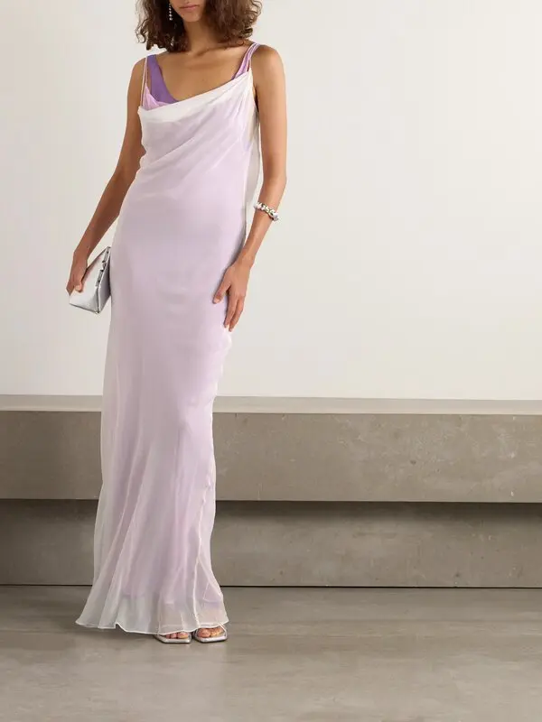 christopher esber draped silk-georgette maxi dress Cowl Layered Draped Silk-georgette Maxi Dress