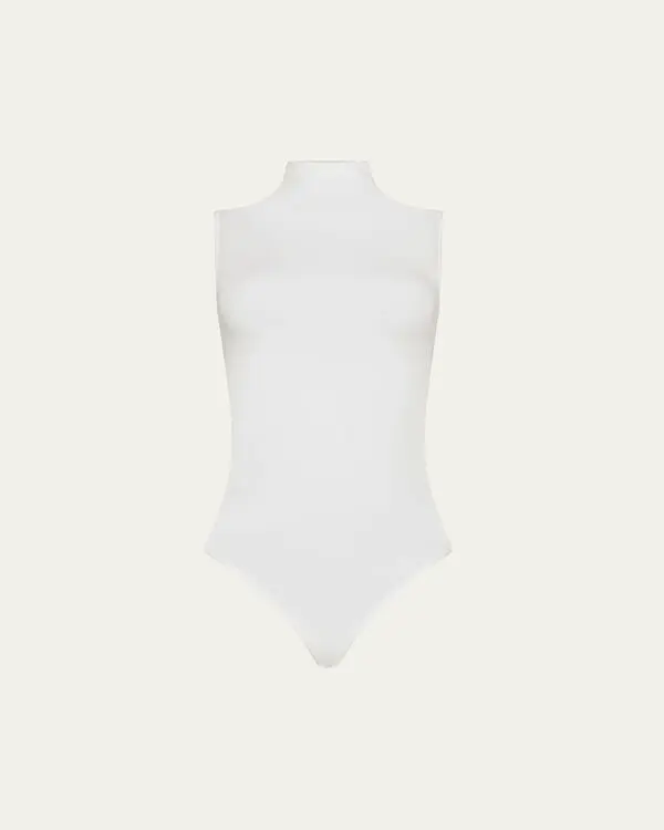 Wolford Sleeveless Mock-neck String Bodysuit - White