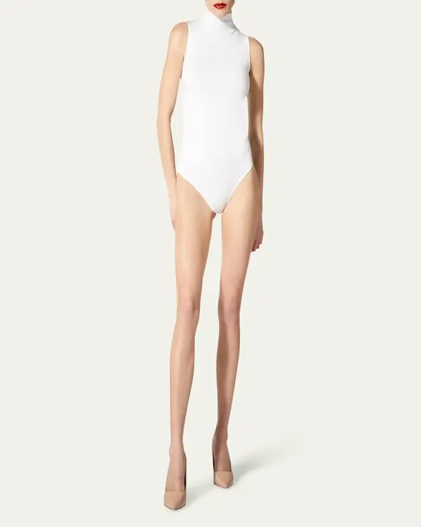 Wolford Sleeveless Mock-neck String Bodysuit - White