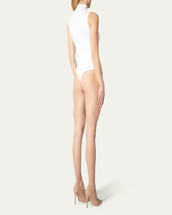 Wolford Sleeveless Mock-neck String Bodysuit - White